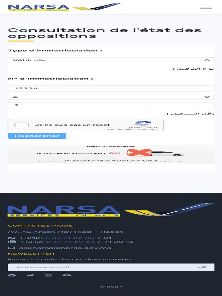 Consultation de L'état Des Oppositions NARSA SERVICES | PDF