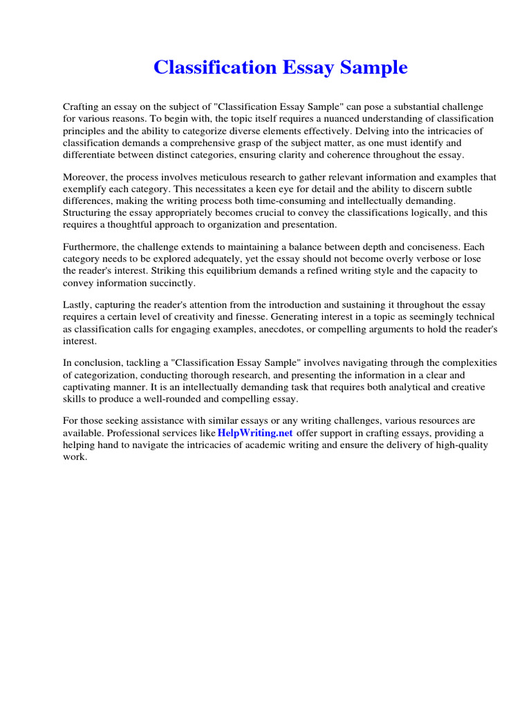 Classification Essay Writing Guide | PDF | Essays | Information