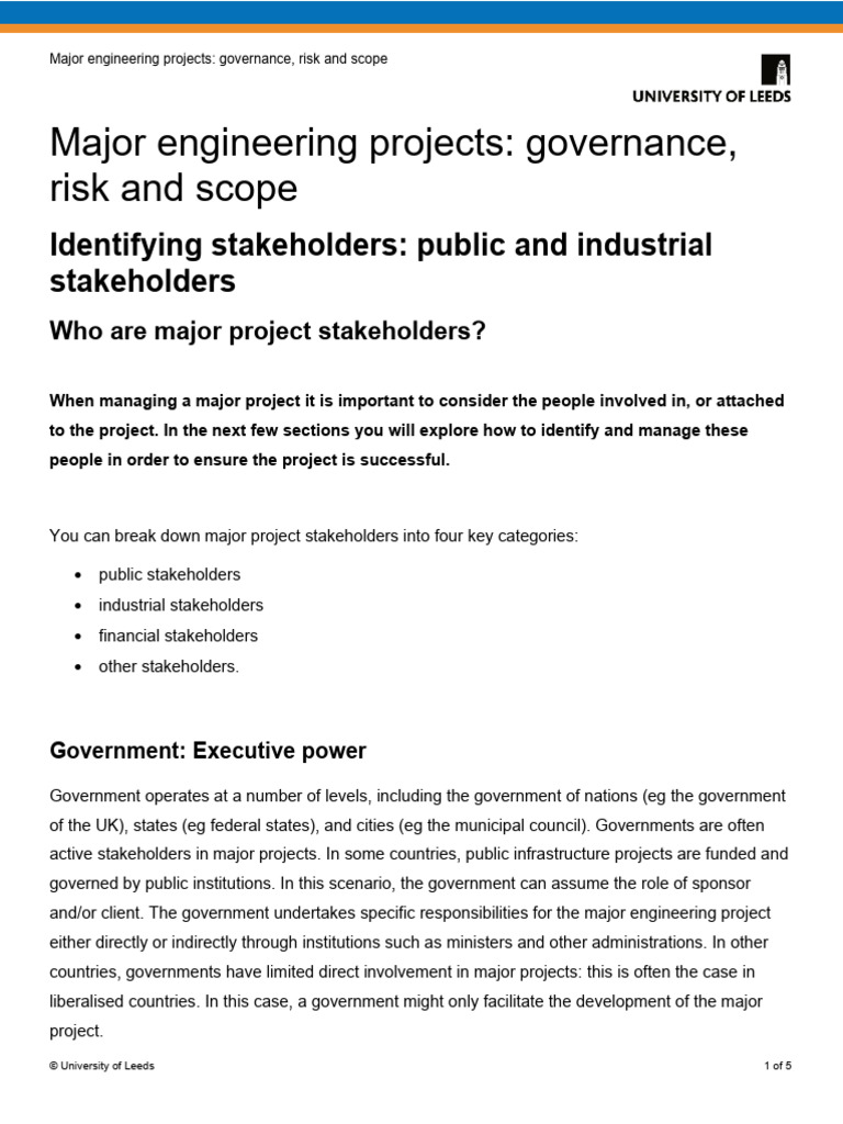 Identifying Stakeholders | PDF | Governance | Infrastructure