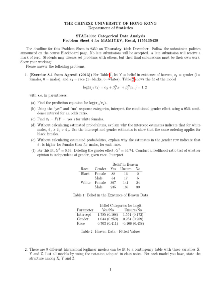 Stat4006 2022-23 PS4 | Download Free PDF | Logistic Regression | Applied Mathematics