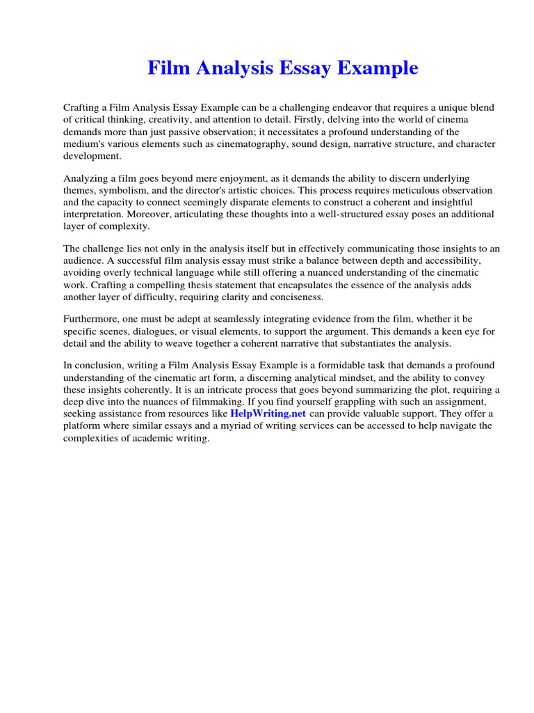 Film Analysis Essay Example | PDF | Age Of Enlightenment | Essays