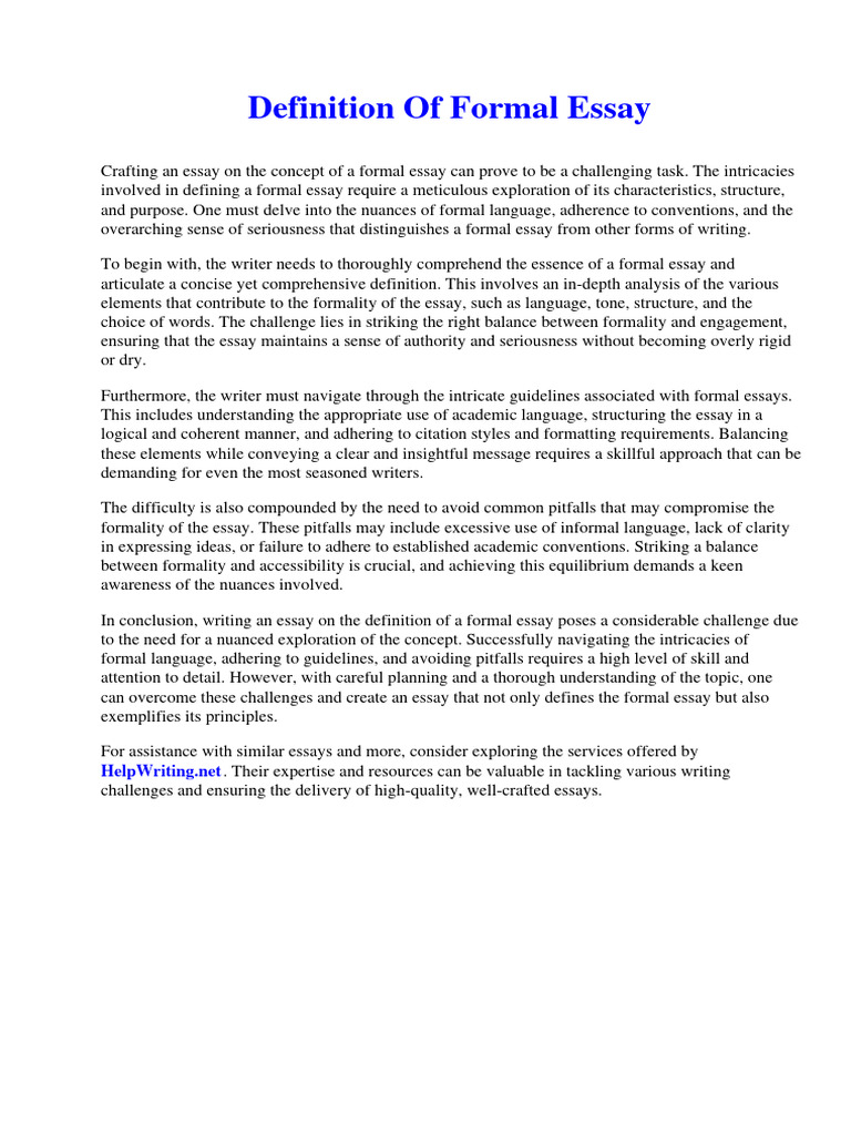 Definition of Formal Essay | PDF | Essays | Machines