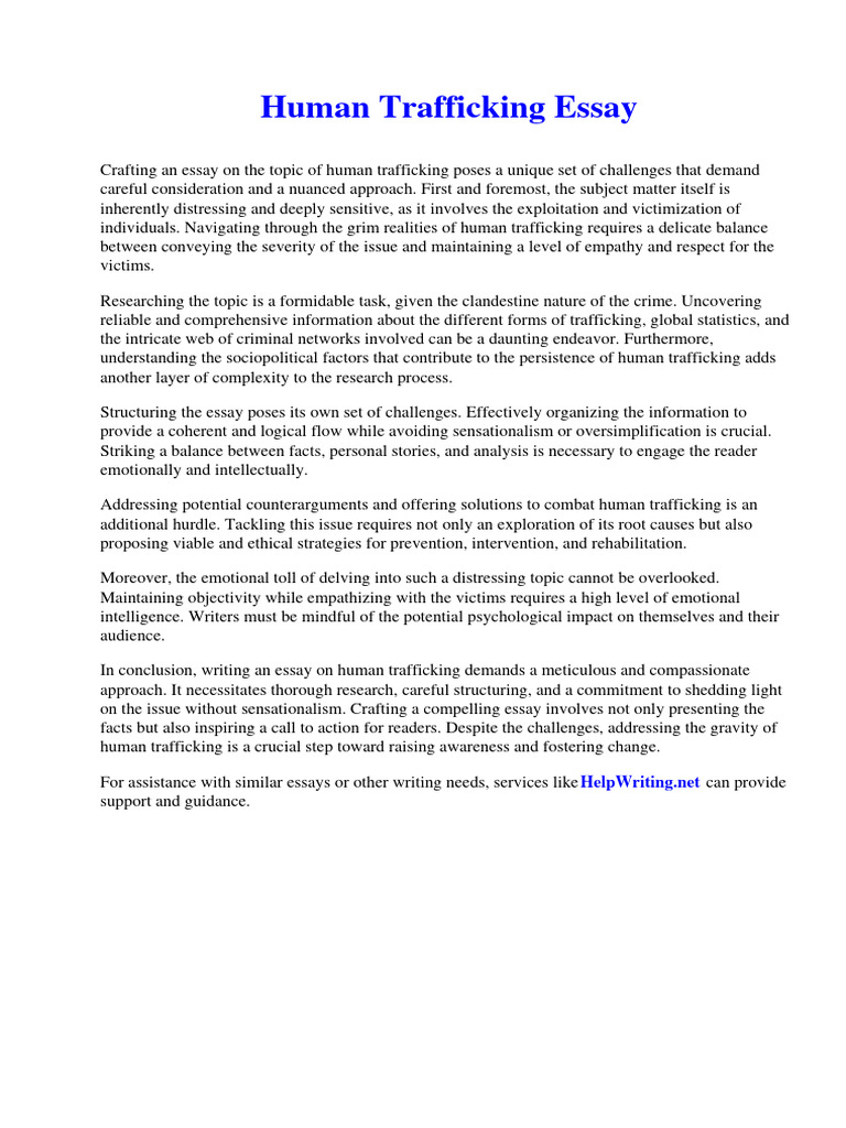 Human Trafficking Essay Pdf