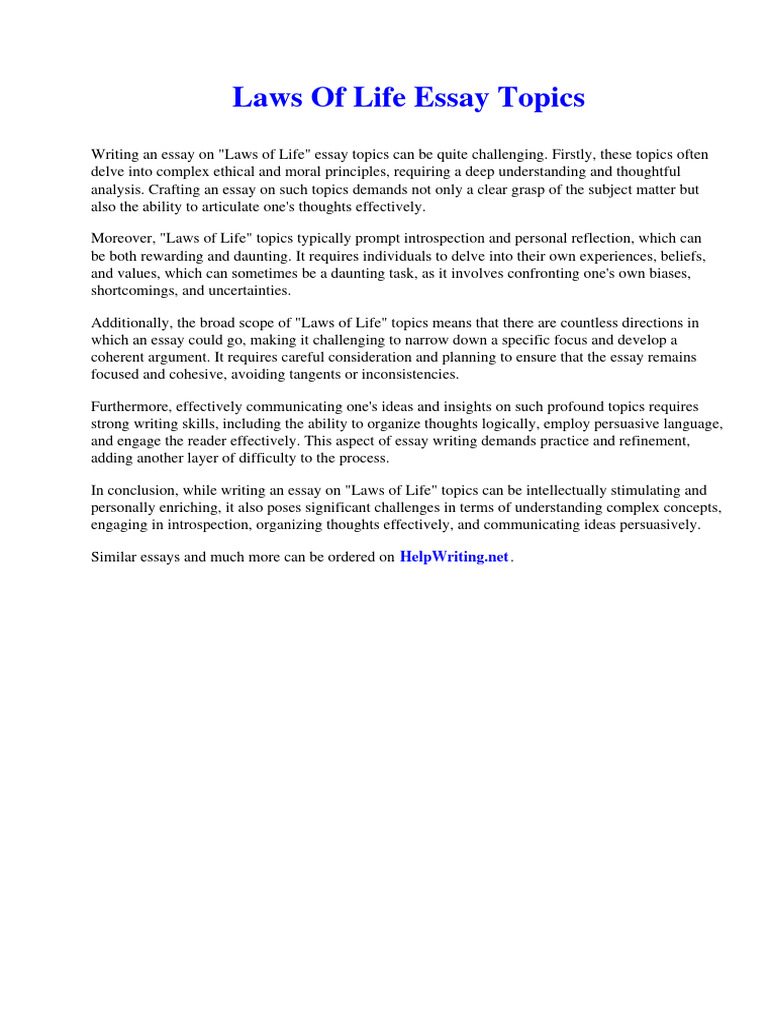 Laws of Life Essay Topics | PDF | Essays | Histogram