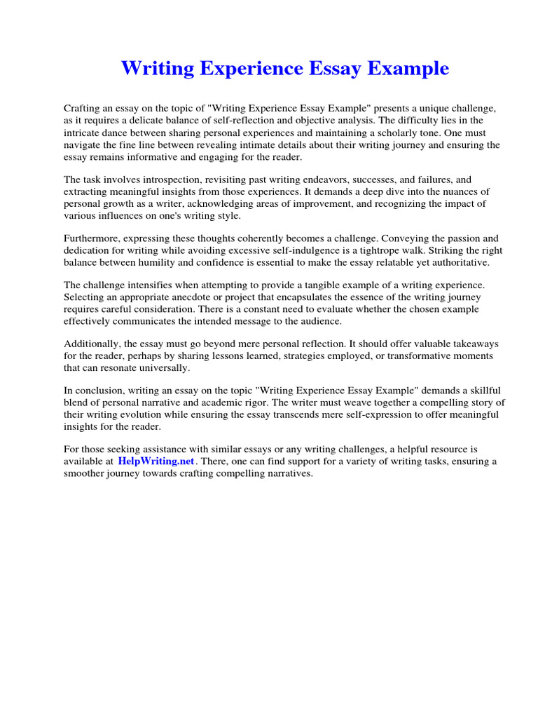 Writing Experience Essay Example | PDF | Essays | Car