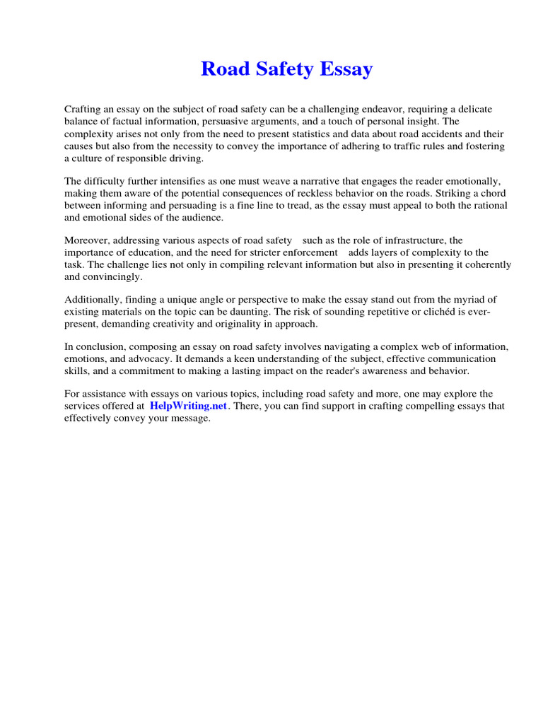 Road Safety Essay | PDF | Moses | Israelites