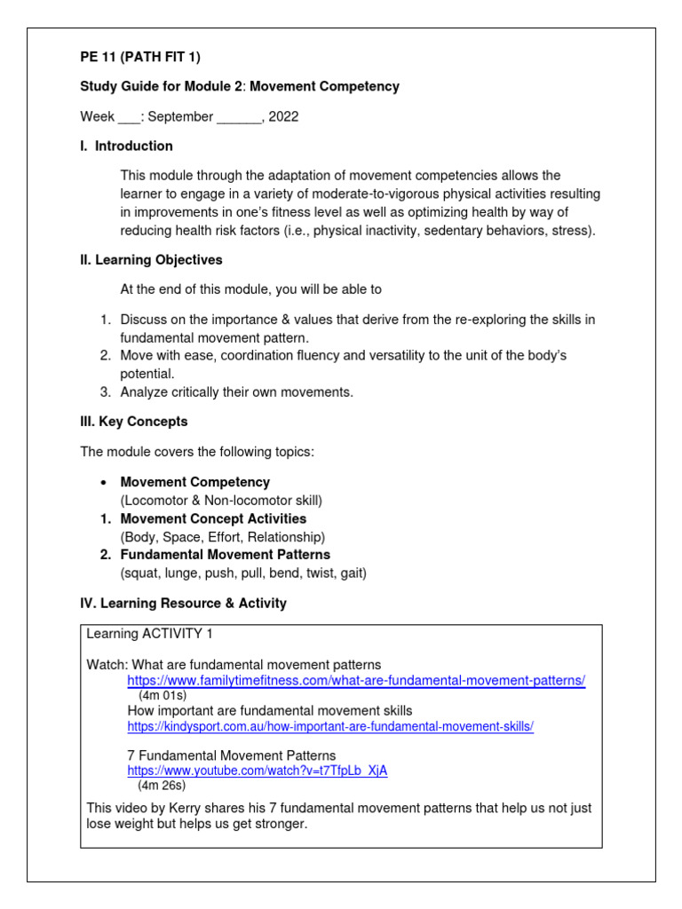PE11 Module 2 Topic Rev | PDF | Anatomical Terms Of Motion