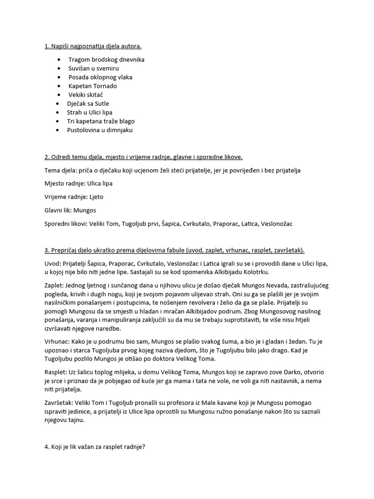 Strah U Ulici Lipa (Lektira) | PDF