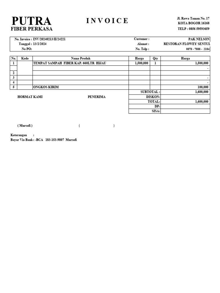 Menu dan Invoice Flowey Sentul | PDF