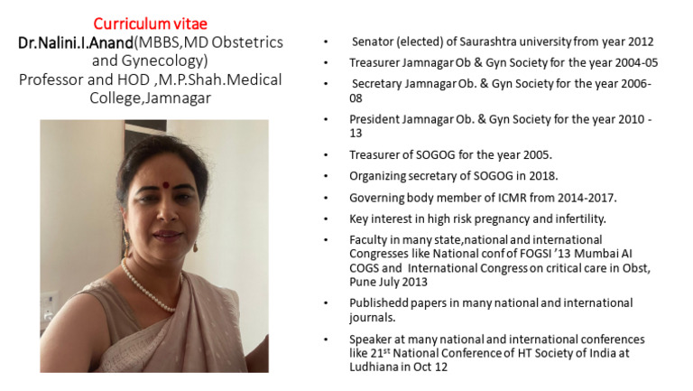 DR Nalini Anand CV | PDF