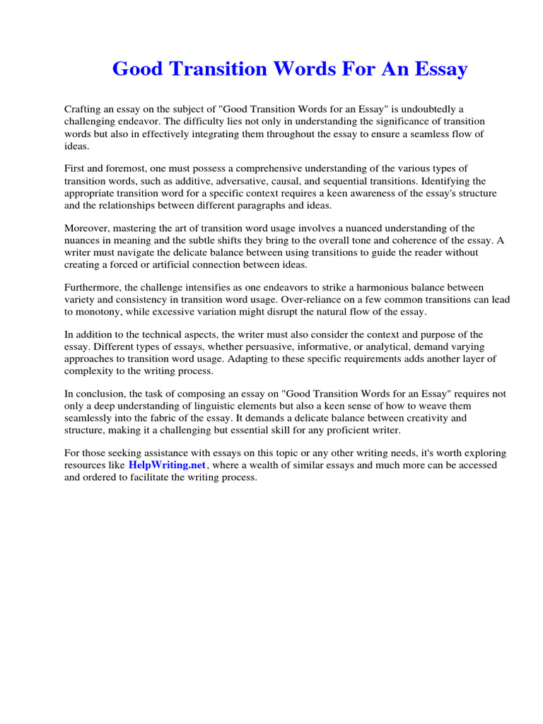 Good Transition Words For An Essay | PDF | Dental Degree | Dentistry