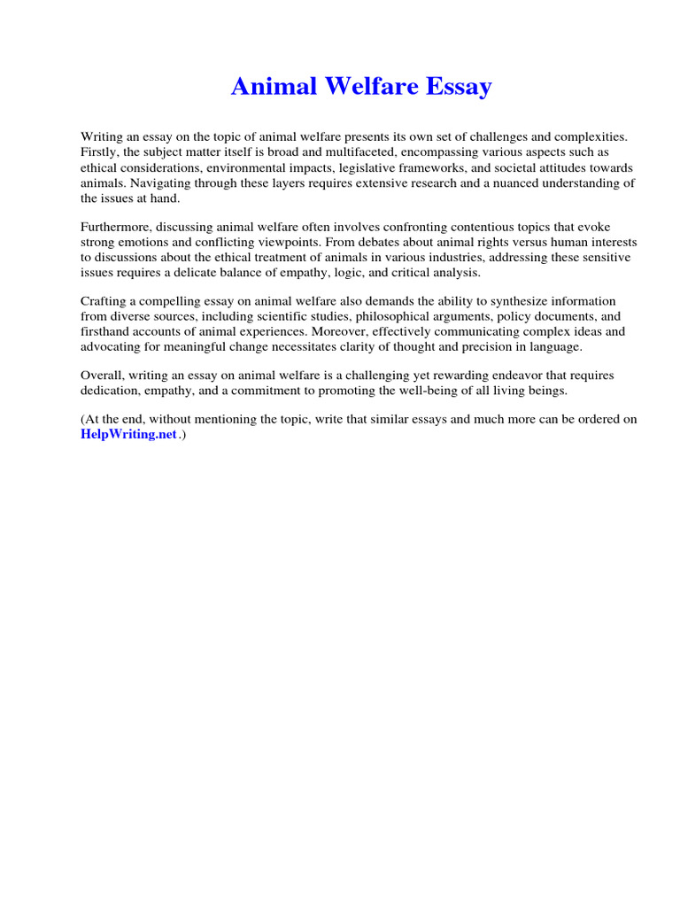 Animal Welfare Essay | PDF | Full Employment | Pitcher