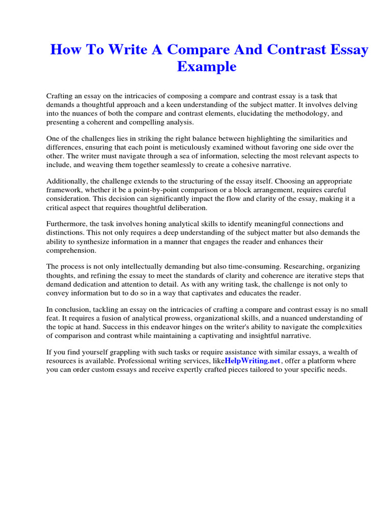 How To Write A Compare and Contrast Essay Example | PDF | Essays | Net ...