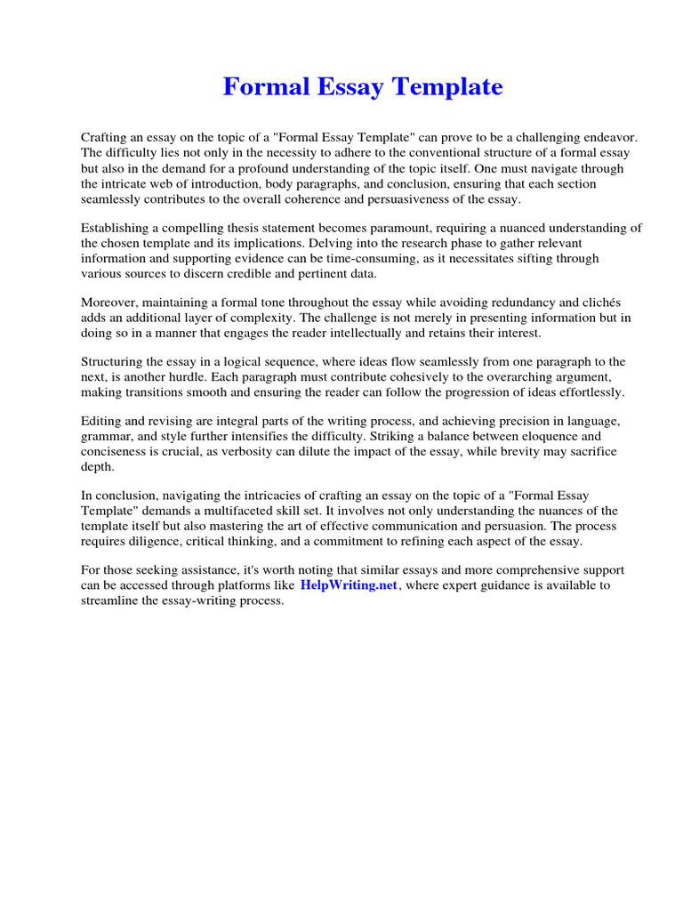 Formal Essay Template | PDF | Emotional Intelligence | Jeans