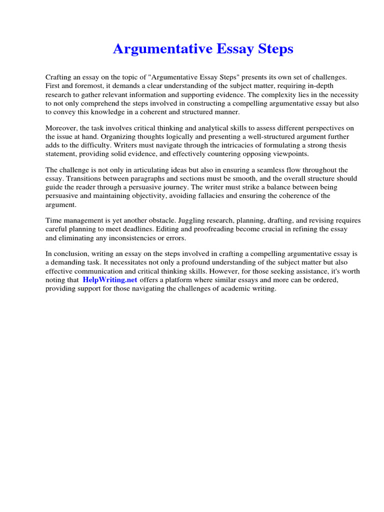 Argumentative Essay Steps | PDF | Essays | Critical Thinking