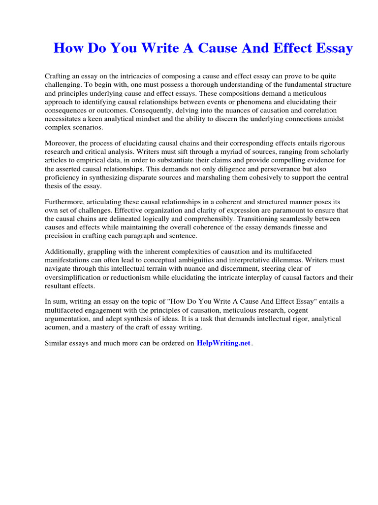 How Do You Write A Cause and Effect Essay | PDF | Clean Water Act ...
