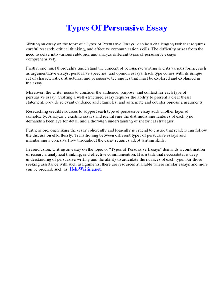 Types of Persuasive Essay | PDF | Essays | Rhetoric
