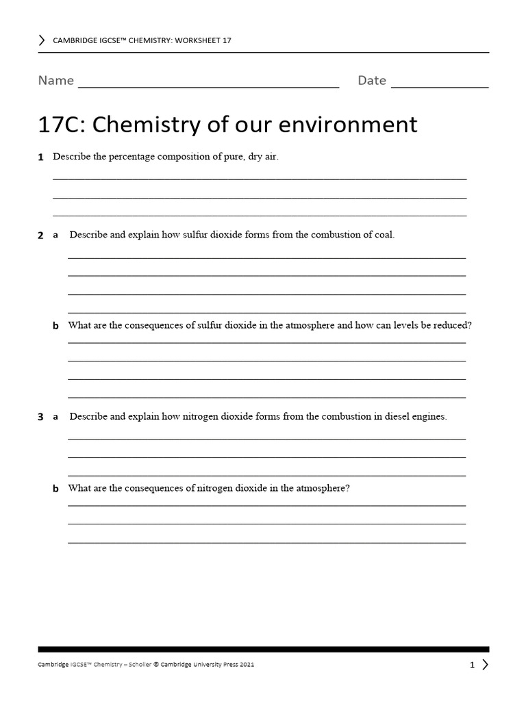 17.3 Chemistry Worksheet | PDF | Combustion | Chemistry