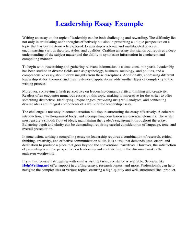 Leadership Essay Example | PDF | Deficit Spending | Jesus