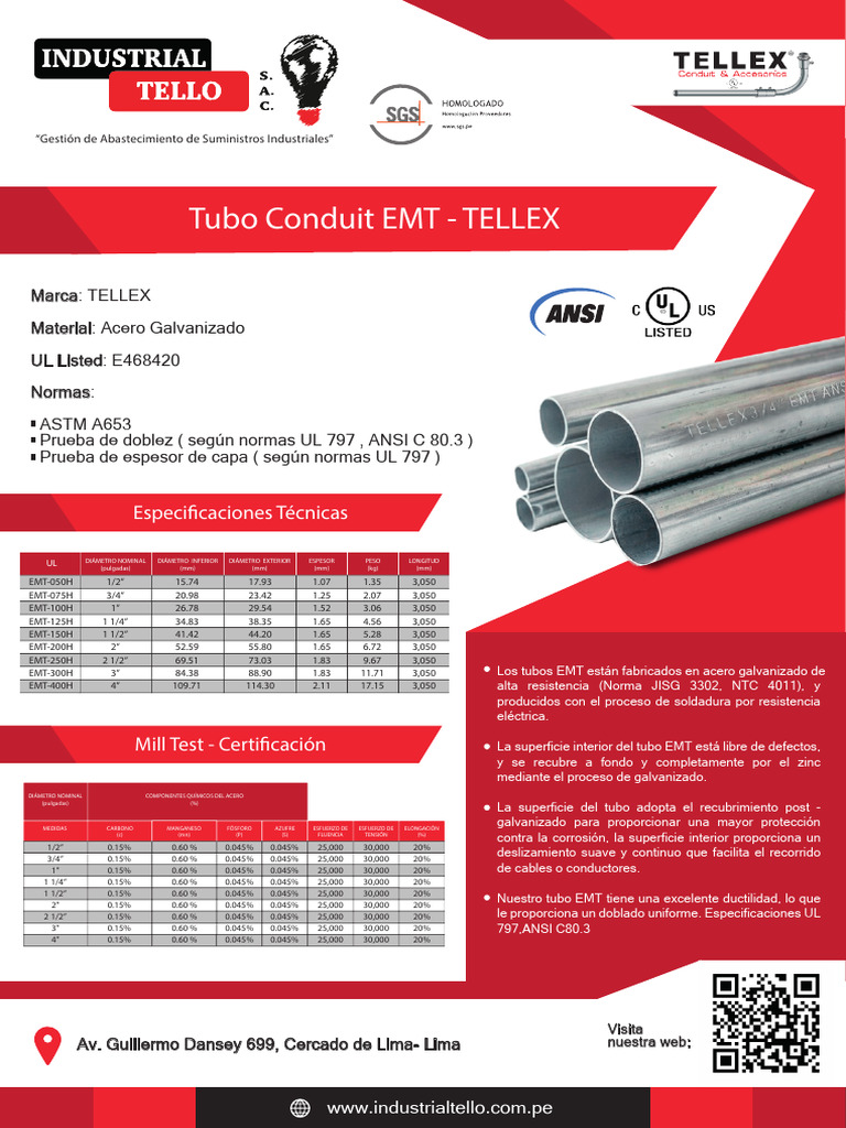 FT Tellex Tubo Emt. | PDF | Ingeniería de Edificación | Procesos ...
