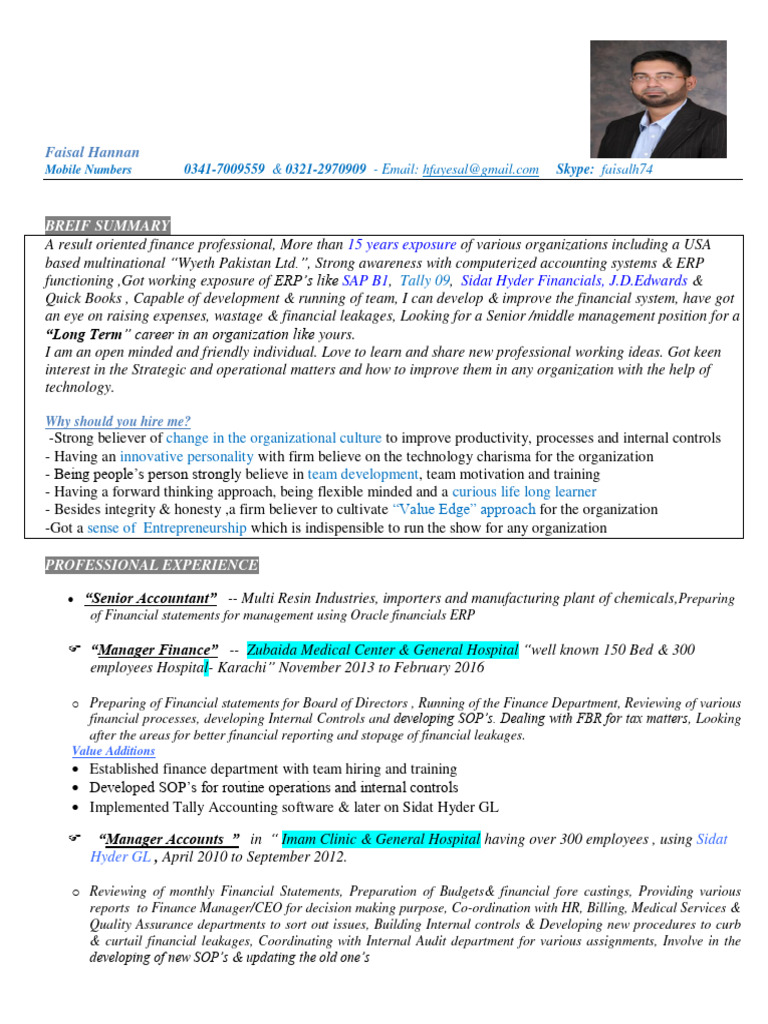 HSP Faisal Hannan CV | PDF | Accounting | Internal Control