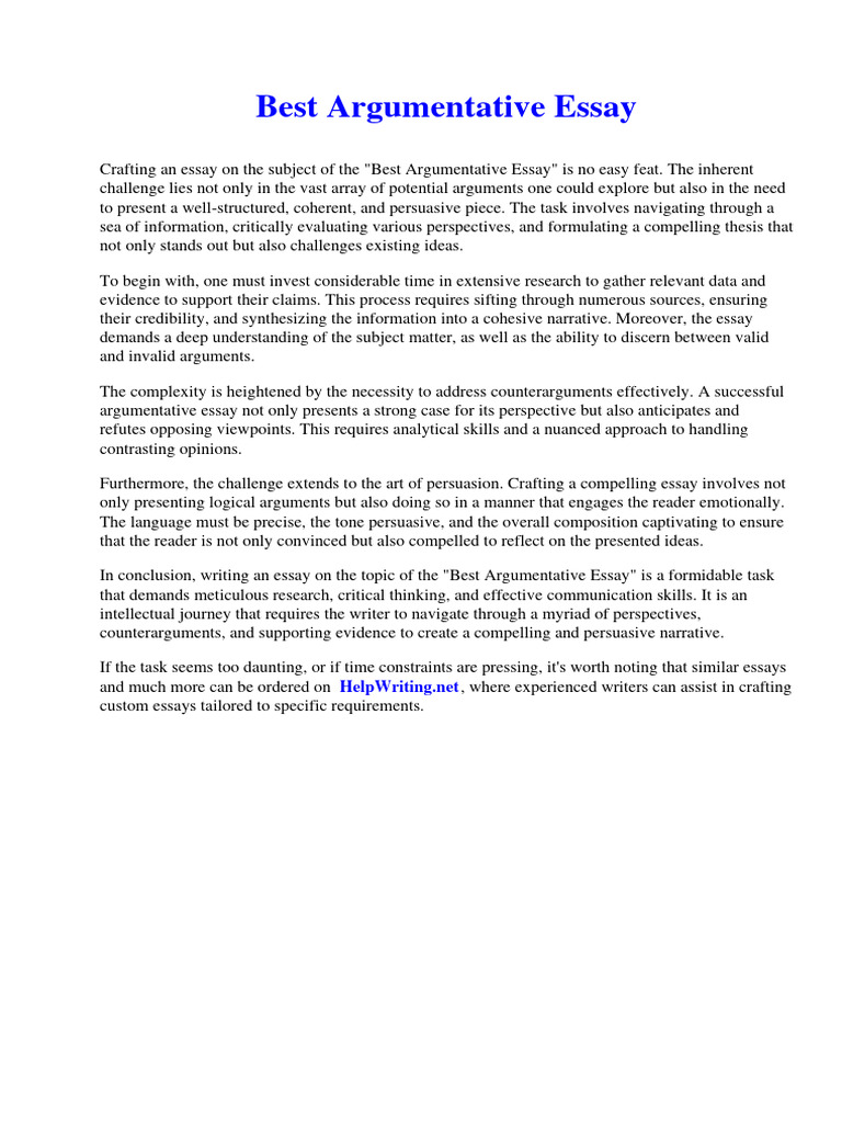 Best Argumentative Essay | PDF | Essays