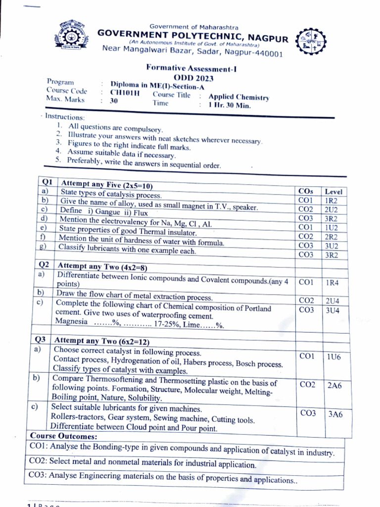Chem PT Papers | PDF | Carbon Monoxide | Catalysis