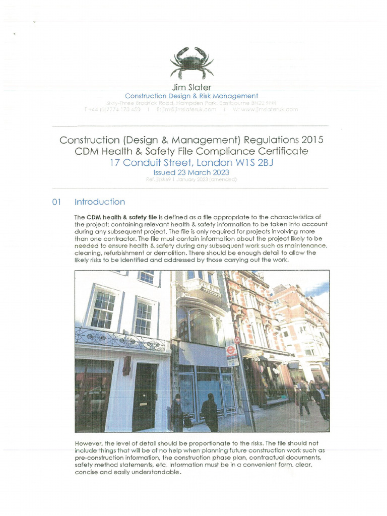 CDM Health & Safety File Compliance Certificate | PDF