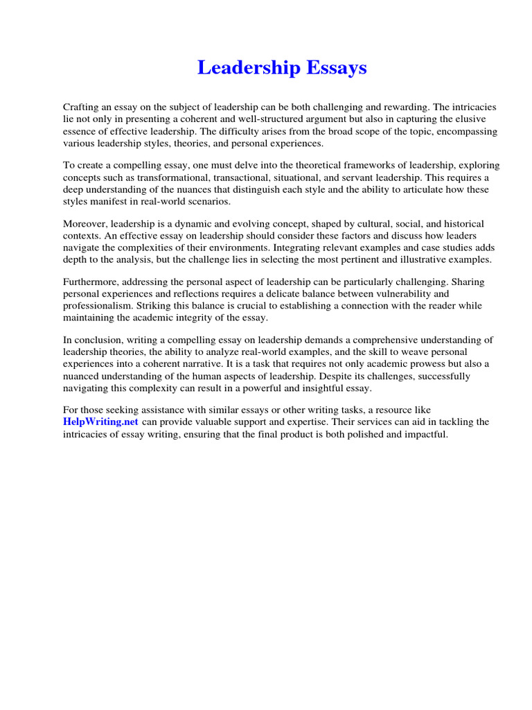 Leadership Essays | PDF | Cybercrime | Leadership