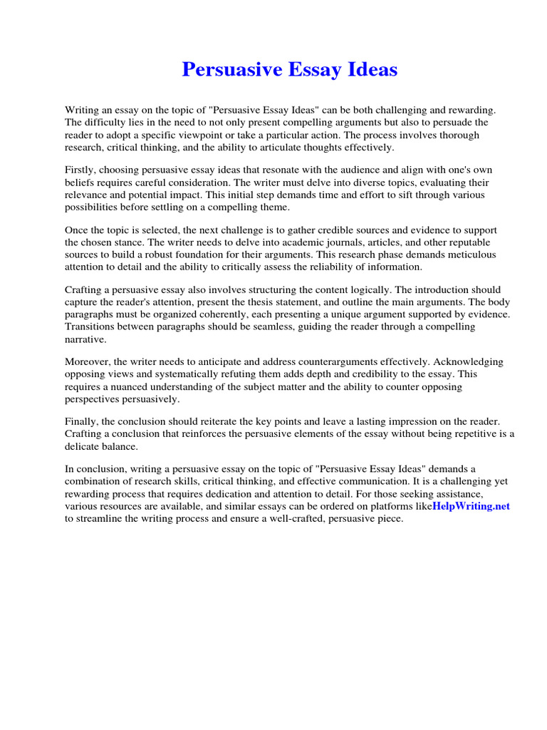 Persuasive Essay Ideas | PDF | Essays