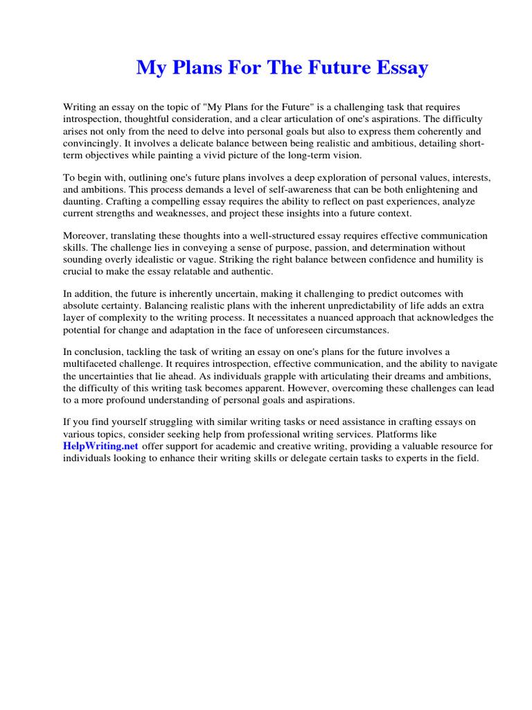 My Plans For The Future Essay | PDF | Electric Motor