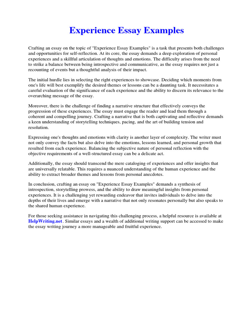 Experience Essay Examples | PDF | Hybrid Electric Vehicle | Hero