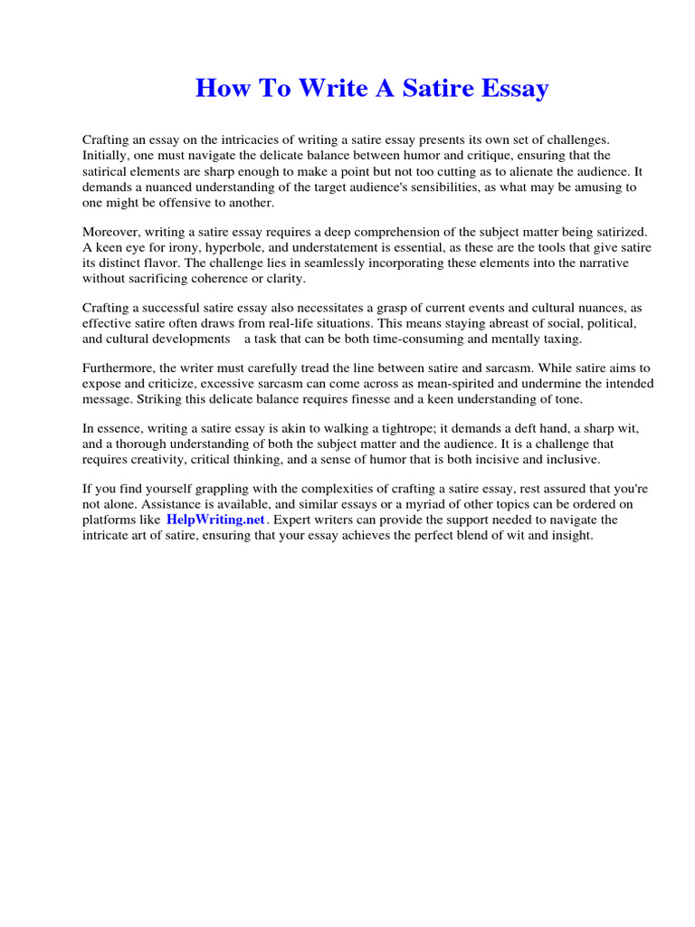 How To Write A Satire Essay | PDF | Heart | Atrium (Heart)