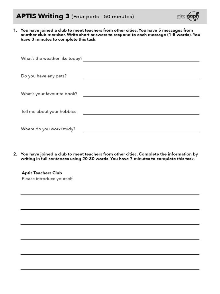 APTIS GENERAL - Writing | PDF