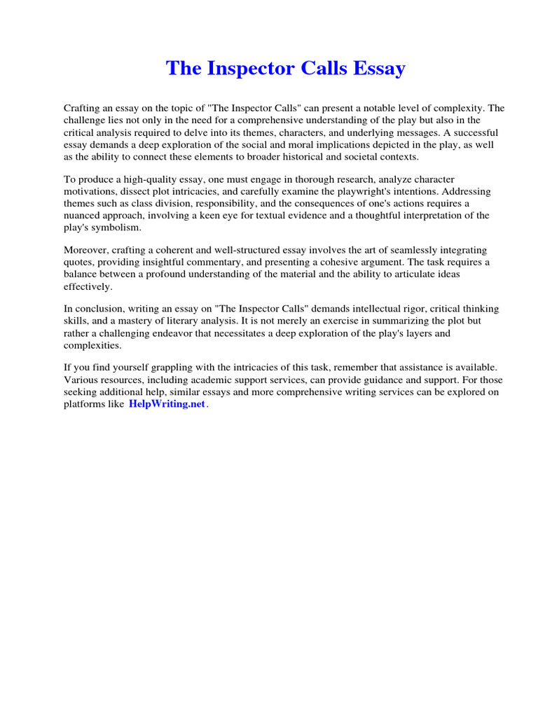 The Inspector Calls Essay | PDF | Transgender | LGBTQIA+ Studies