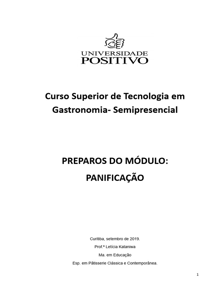 Apostila SEMI Graduação UP Panificação | PDF | Pães | Alimentos