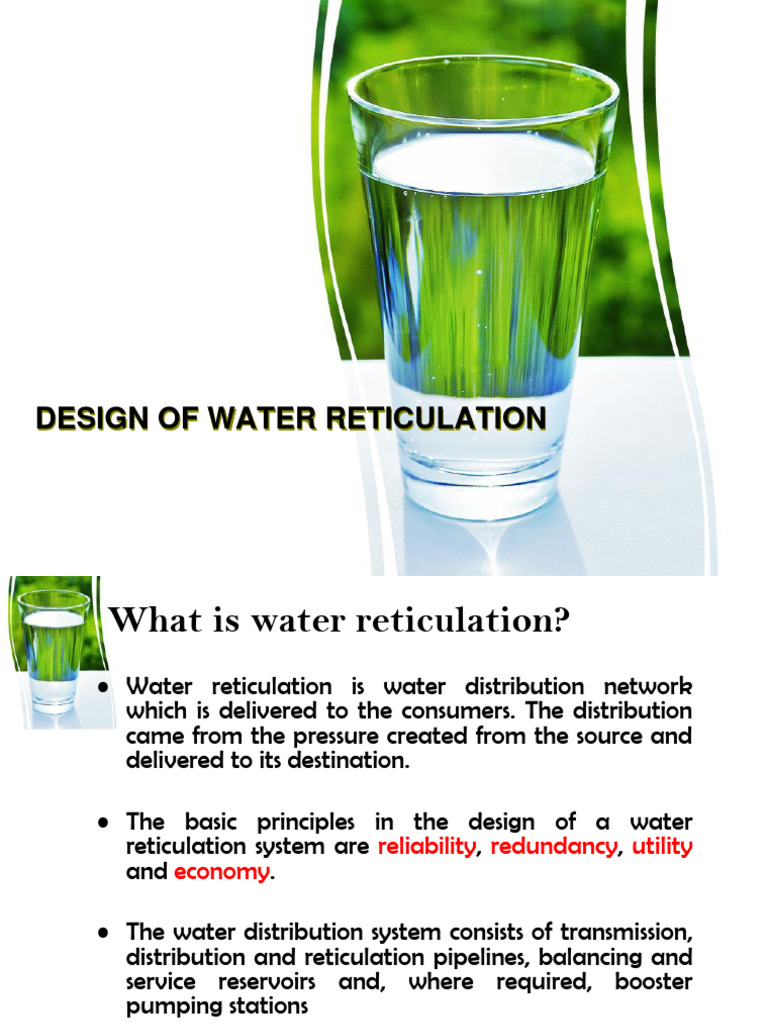 Design of Water Reticulation Part1 | PDF | Pump | Water Supply