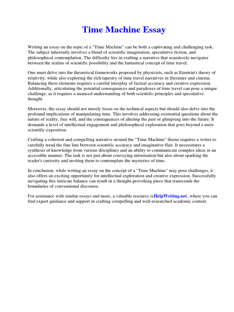 Time Machine Essay | PDF | Banks | Time