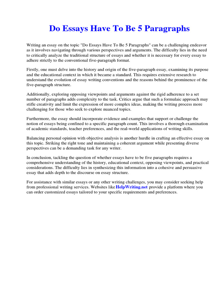 Do Essays Have To Be 5 Paragraphs | PDF | Essays | Romeo And Juliet
