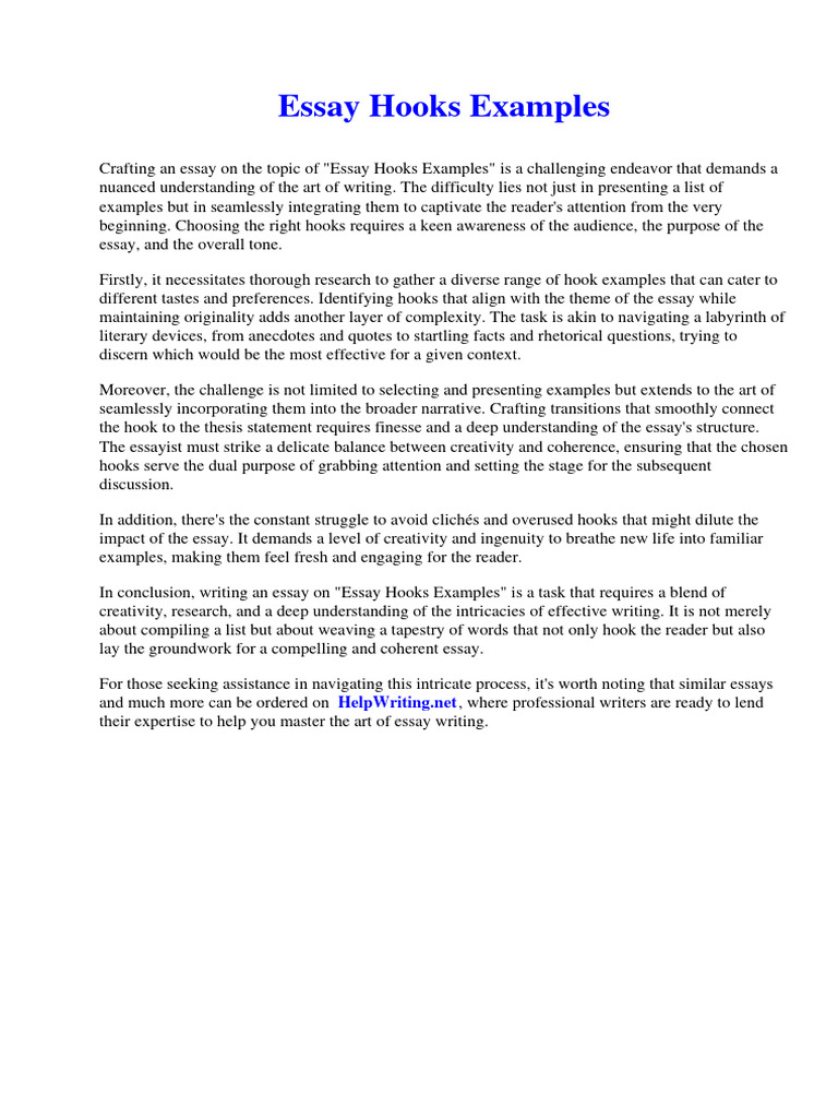 Essay Hooks Examples | PDF | Muscle Contraction | Mind