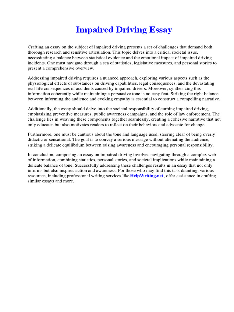 Impaired Driving Essay | PDF | John Locke
