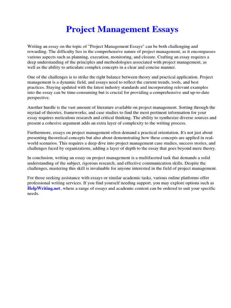 Project Management Essays | PDF | Concerto | Musical Compositions