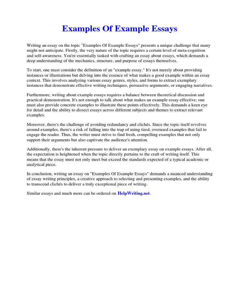 Examples of Example Essays | PDF | Social Science | General Fiction