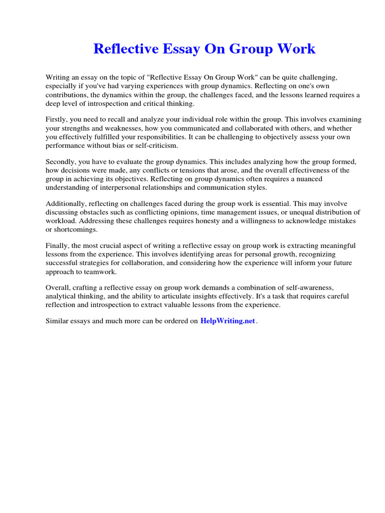 Reflective Essay On Group Work | PDF | American Medical Association ...