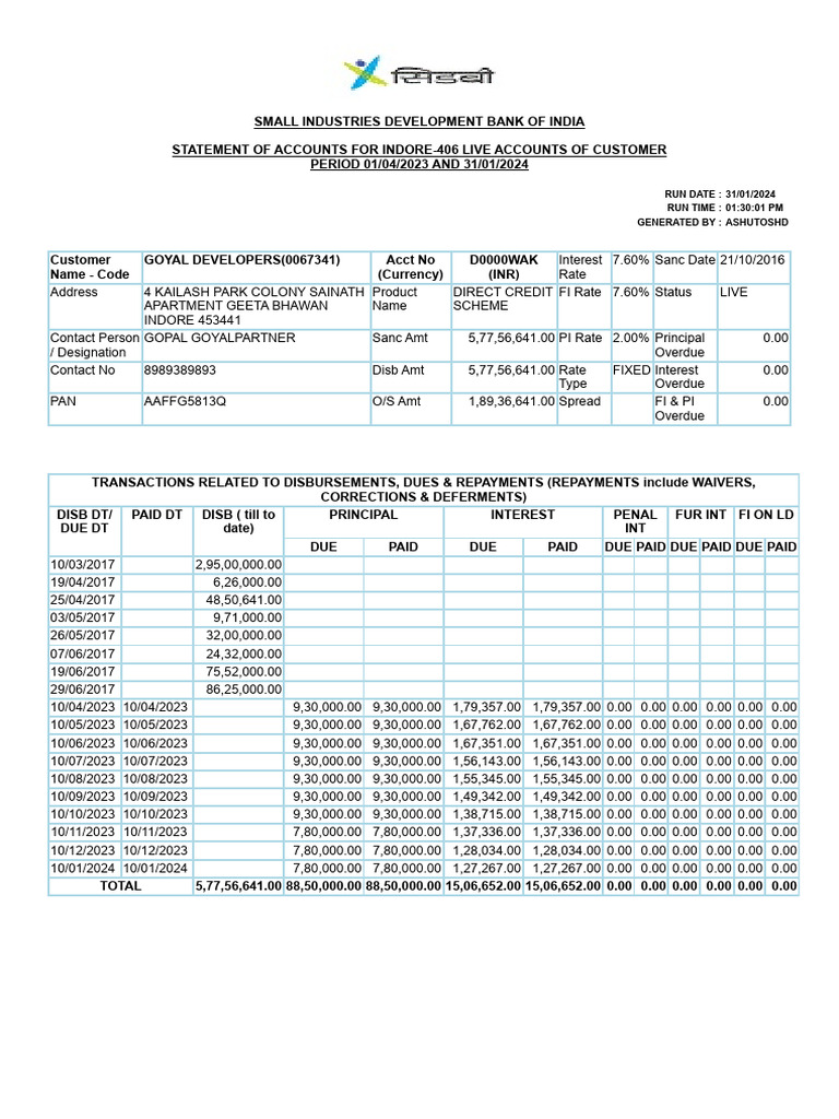 Statement of Accounts - GD | PDF | Service Industries | Payments