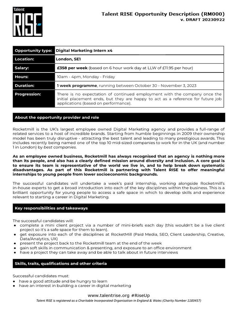20230922 - Talent RISE Opportunity Description (RM000) | PDF ...
