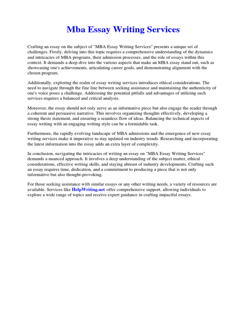 Mba Essay Writing Services | PDF | Essays | Intellectual Property