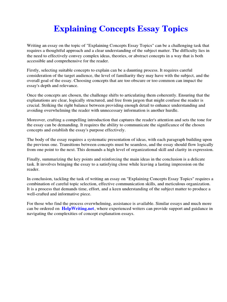 Explaining Concepts Essay Topics | PDF | Rhetoric | Romanticism