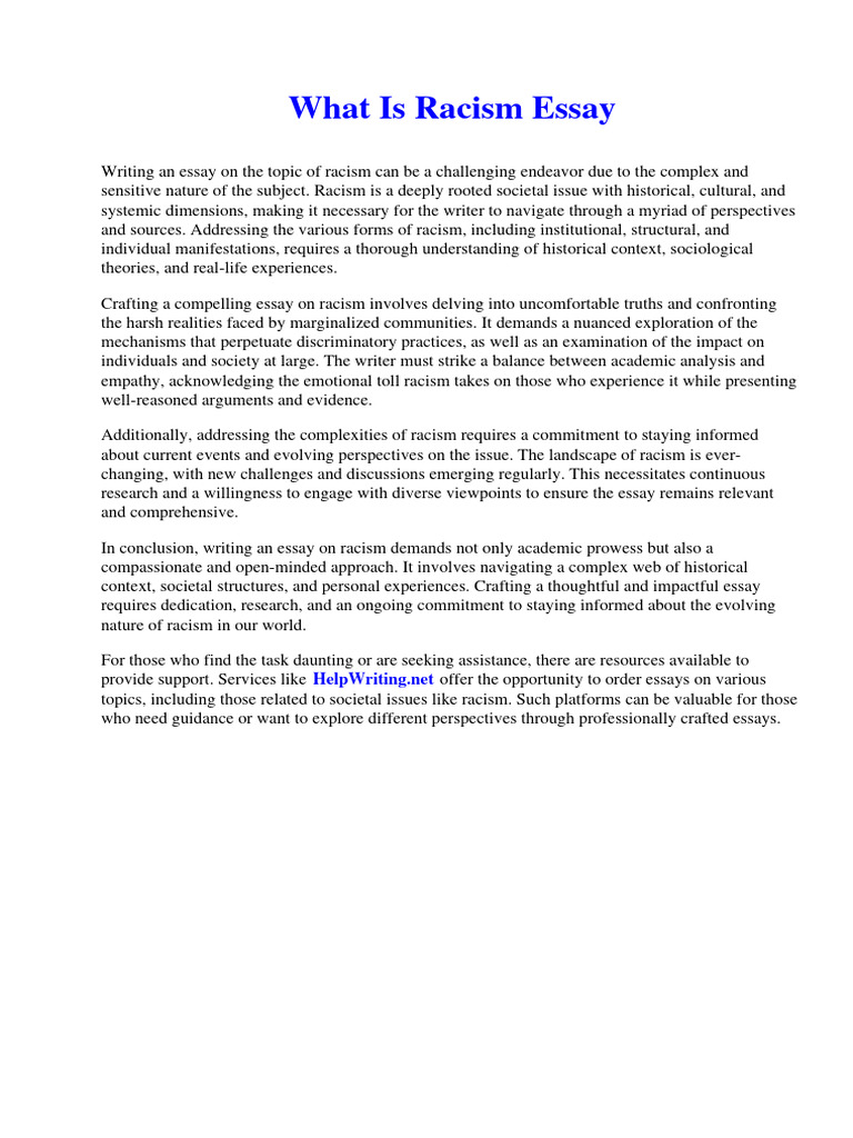 What is Racism Essay | PDF | Essays | Racism