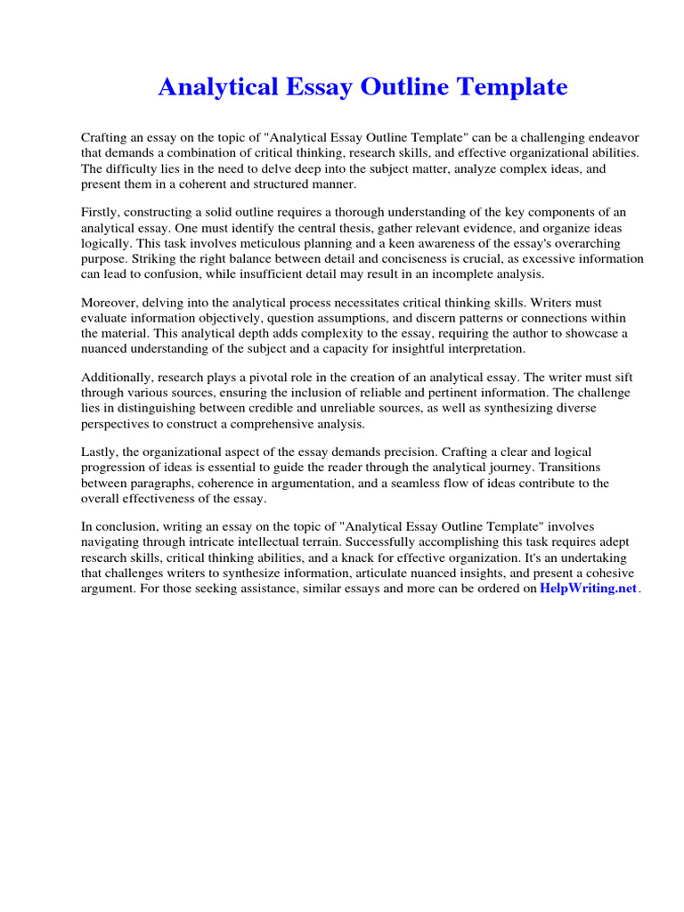 Analytical Essay Outline Template | PDF | Essays | Critical Thinking Analytical Essay Outline Template | PDF | Essays | Critical Thinking